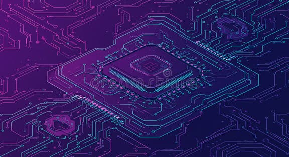 Abstract Digital Illustration Featuring a Central Processing Unit (CPU ...