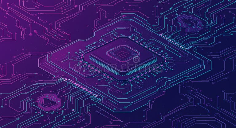 Abstract Digital Illustration Featuring a Central Processing Unit (CPU ...