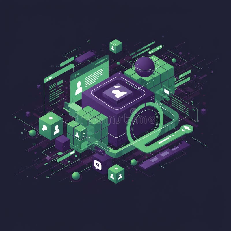 Abstract Digital Illustration Featuring Interconnected Cubes and ...