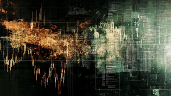 Abstract Financial Technology Data Visualization with Stock Market Chart Overlay and Complex ...