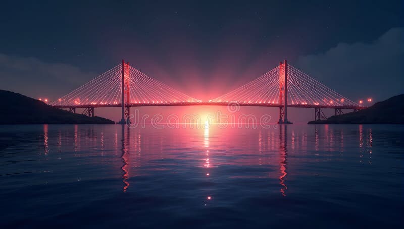An Abstract Digital Illustration of a Glowing Bridge Connecting Two ...