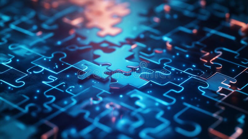 Abstract Digital Illustration of Interconnected Puzzle Pieces ...