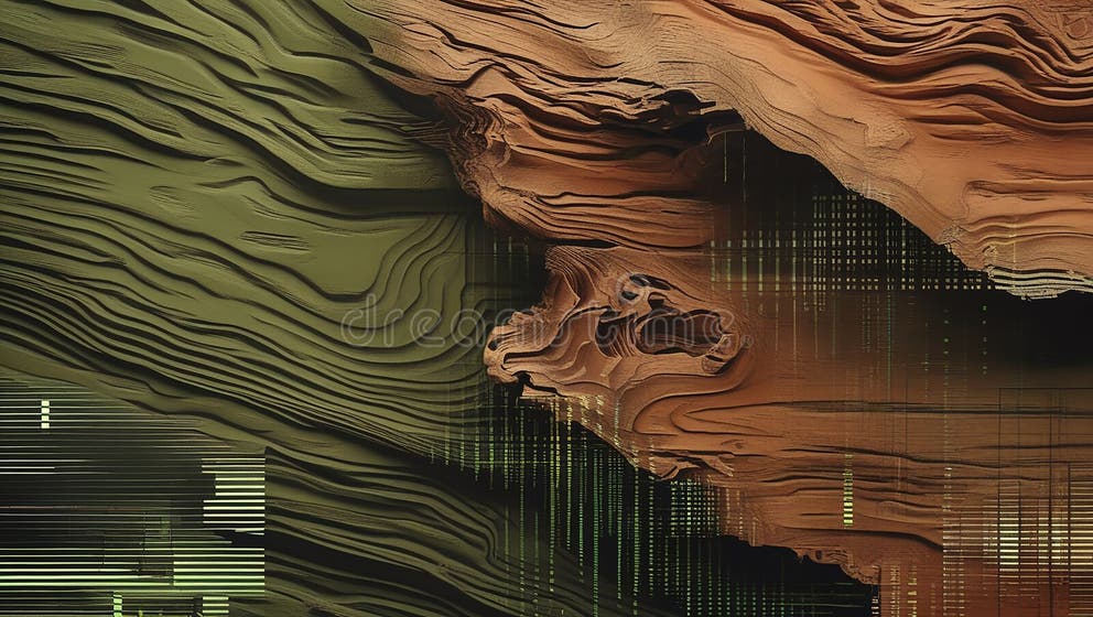 Abstract Digital Illustration of a Layered Landscape Featuring Organic ...