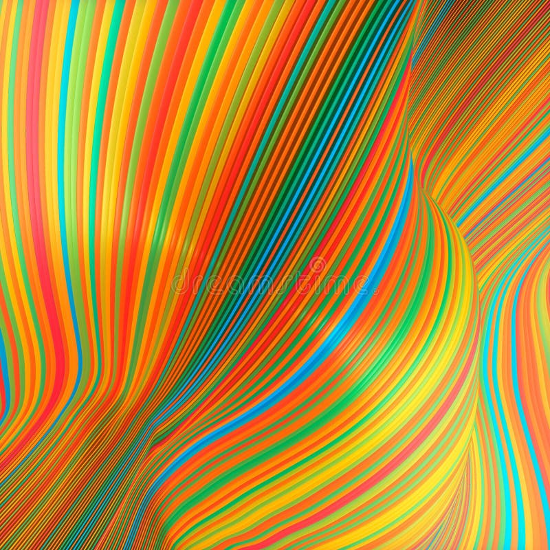 Abstract Digital Illustration of Multi Colored Floating Lines. 3d ...