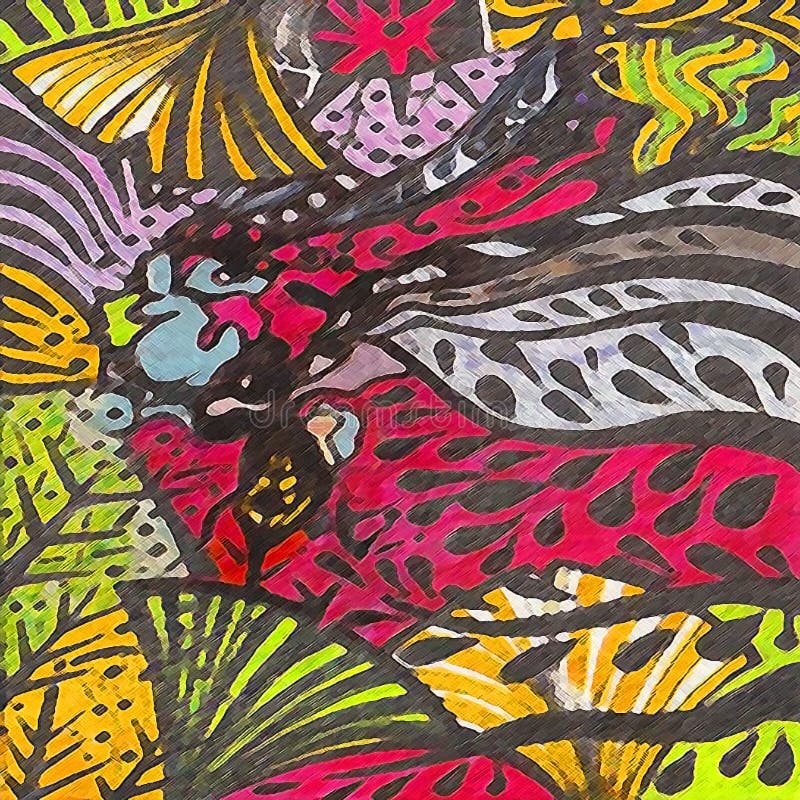 Psychedelic Art Style Poster Scarab and Iris Flowers Stock Vector ...