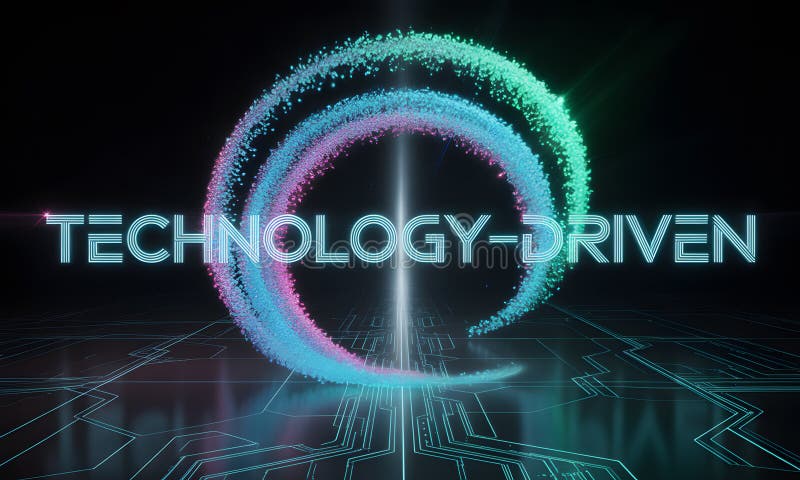 Technology-Driven Future stock illustration. Illustration of text ...