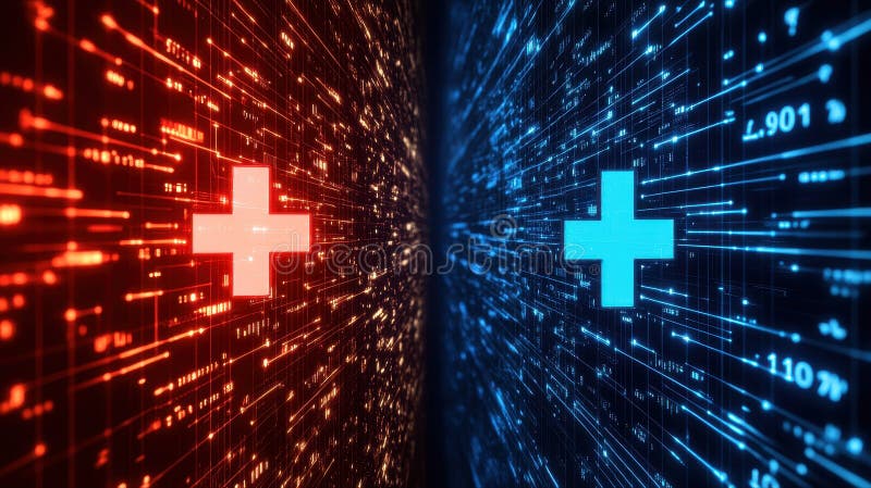 Abstract Digital Illustration Showcasing Data Streams with Contrasting ...