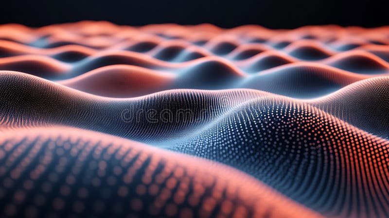Abstract Digital Landscape of Wavy Particle Forms Stock Illustration ...