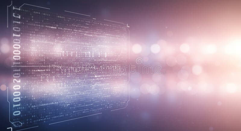 Abstract Digital Image Featuring Binary Code Sequences on a Translucent ...