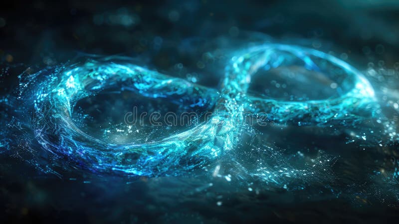 Abstract Digital Infinity Loop Made of Light and Particles. Digital Art ...