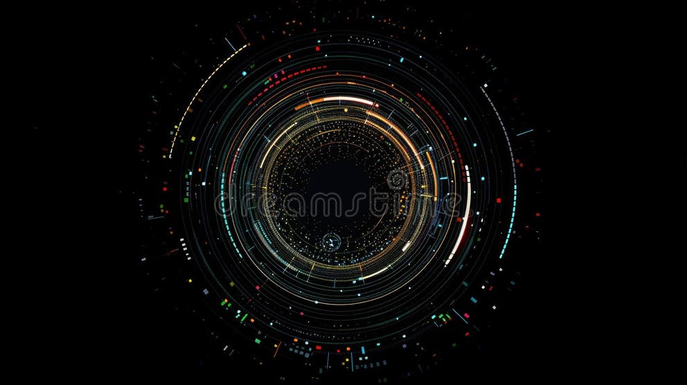 Abstract Digital Interface with Circular Patterns and Glowing Lines ...