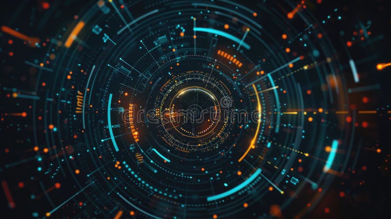 Abstract Digital Interface with Circular Patterns and Glowing Lines ...