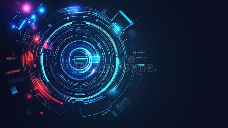 Abstract Digital Interface with Futuristic Circular Design and Glowing ...
