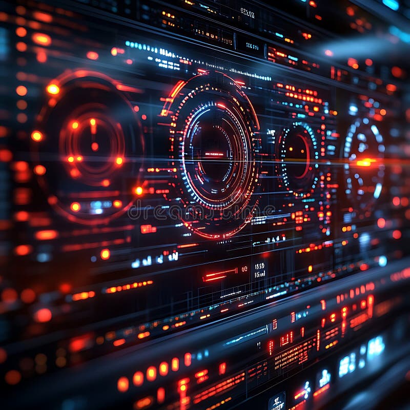 Abstract Digital Interface with Futuristic Data Visualization Elements Stock Image - Image of ...