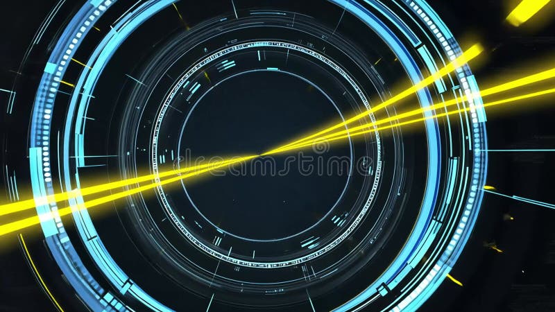 Abstract Digital Interface with Glowing Blue Lines and Yellow Streaks ...