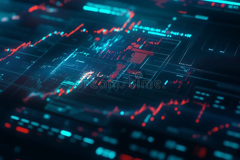 Abstract Digital Interface with Glowing Lines Stock Illustration ...