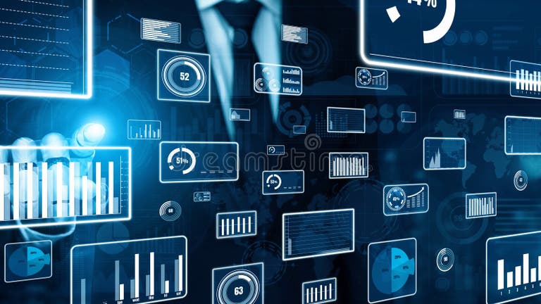 Abstract Digital Interface with Graphs and Data Visualizations for ...
