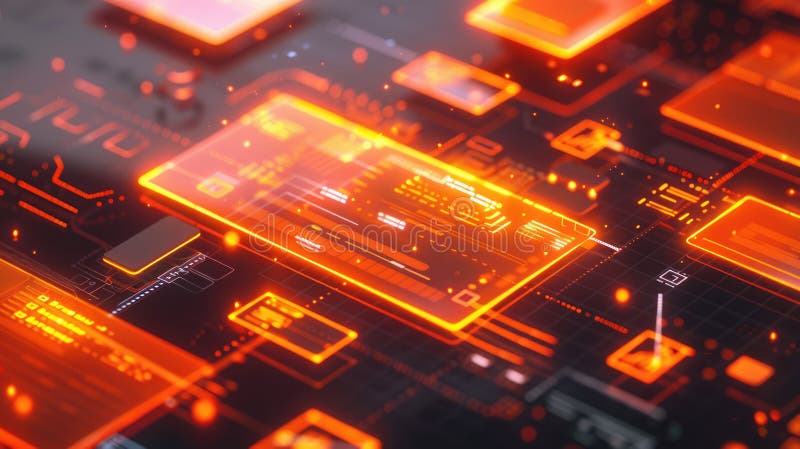 Abstract Digital Interface with Orange and White Elements. Technology ...