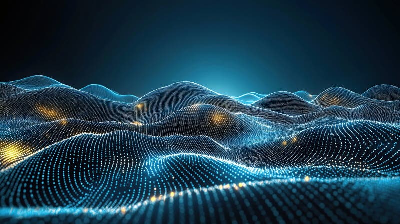 Abstract Digital Landscape, Wave Patterns, Data Points, Background of ...