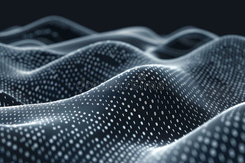 Abstract Digital Landscape With Binary Code Representing Data And