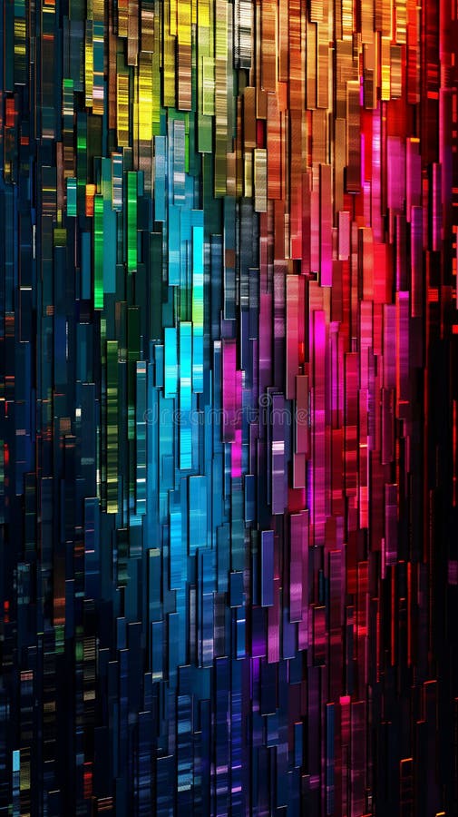 Abstract Digital Landscape of Cascading Rectangular Bars in a Gradient ...