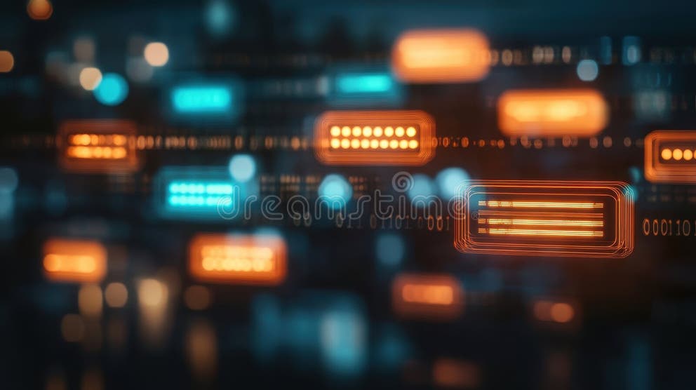 Abstract Digital Landscape Data Flow and Processing in Futuristic ...