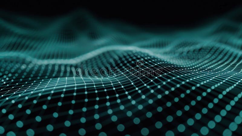 Abstract Digital Landscape with Dotted Wave Grid Pattern Stock Photo ...