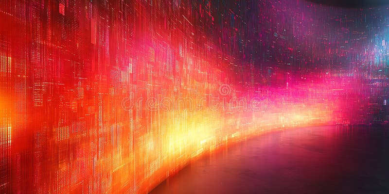 Abstract Digital Landscape of Glowing Data Streams and Futuristic ...