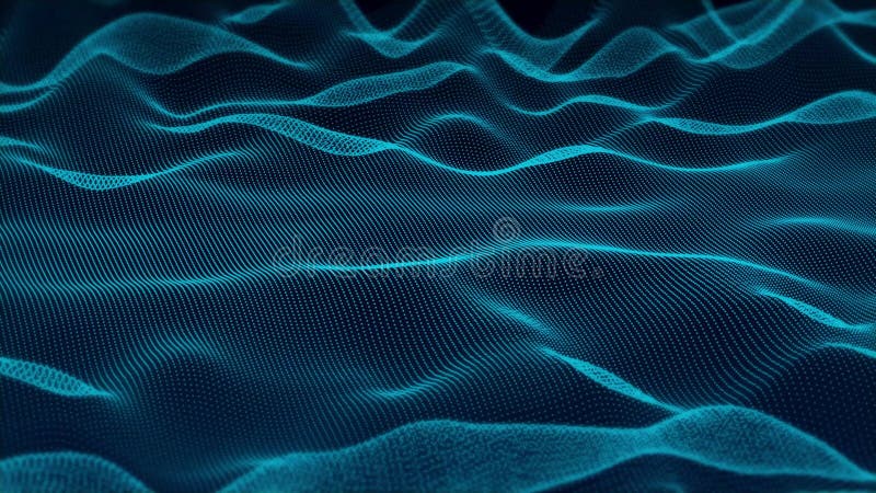 Abstract Digital Landscape with a Field of Electronic Particles on a ...