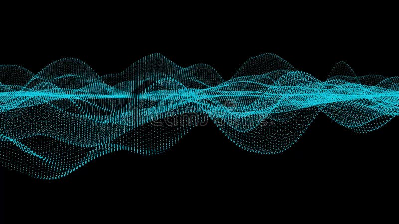 Abstract Digital Landscape with a Field of Electronic Particles on a ...