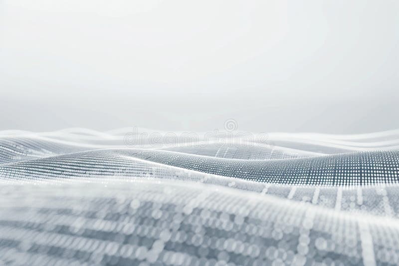 Abstract Digital Landscape with Flowing Lines and Dots Forming Wave ...