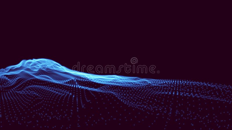 Abstract Digital Landscape with Flowing Particles. Cyber or Technology ...