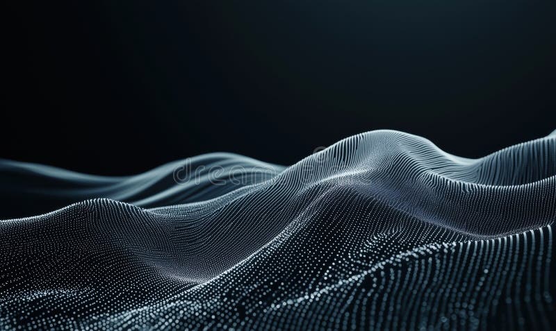 Abstract Digital Landscape with Flowing Waves of Particles Creating a ...