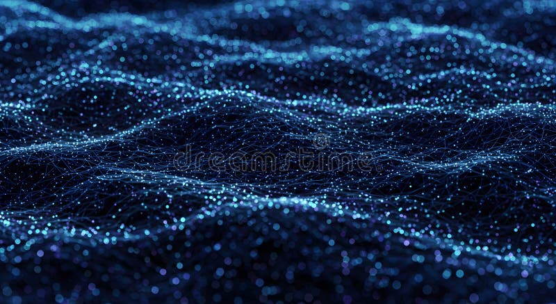 Abstract Digital Landscape: Glowing Network of Interconnected Points ...