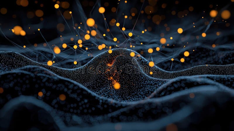 Abstract Digital Landscape with Glowing Particles Showcasing an ...