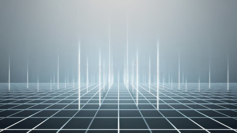 An Abstract Digital Landscape with Glowing Vertical Lines, Creating a ...