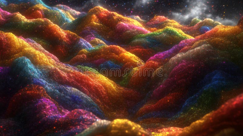 Abstract Digital Landscape Highlighting Glowing Nodes Lines Stock ...