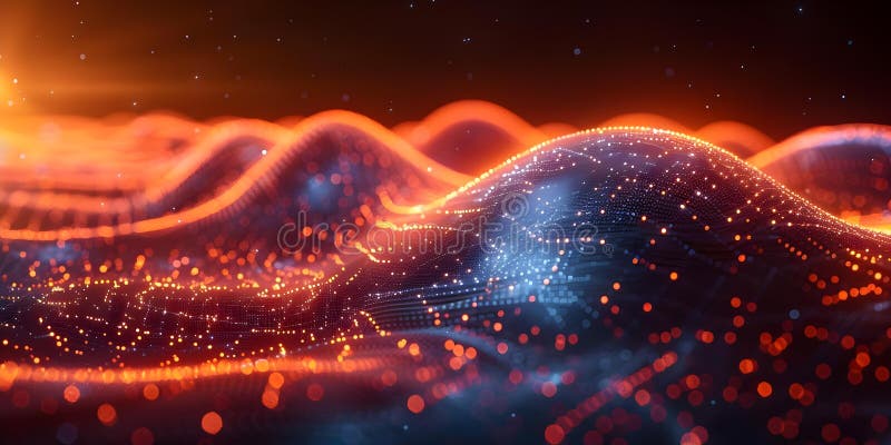 Abstract Digital Landscape with Interconnected Light Lines Forming ...