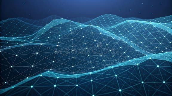 Abstract Digital Landscape of Interconnected Nodes and Network Topology ...