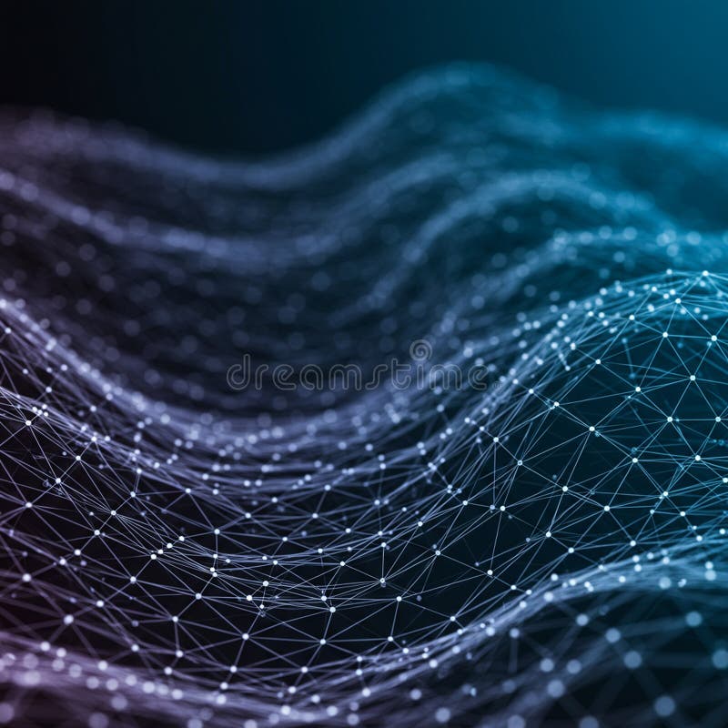 Abstract Digital Landscape with Interconnected Points and Lines ...