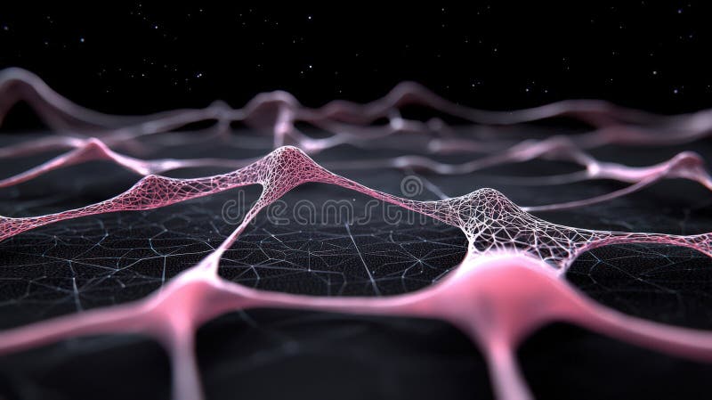 Abstract Digital Landscape with Interconnected Structures in Pink and ...