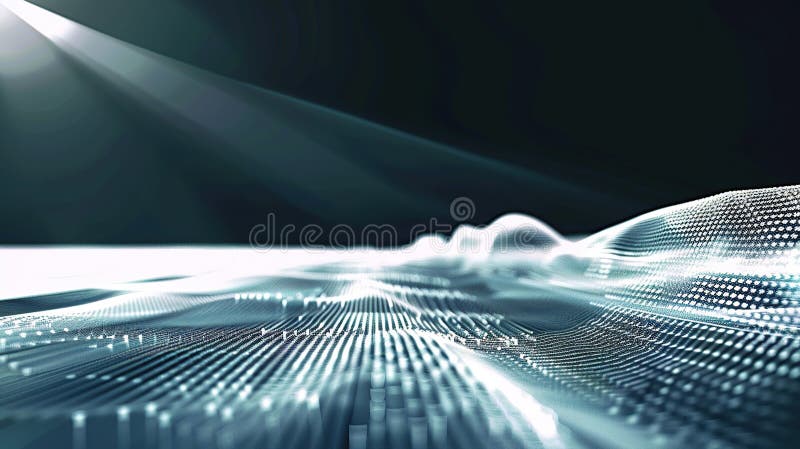 Abstract Digital Landscape with Light Beams Stock Illustration ...