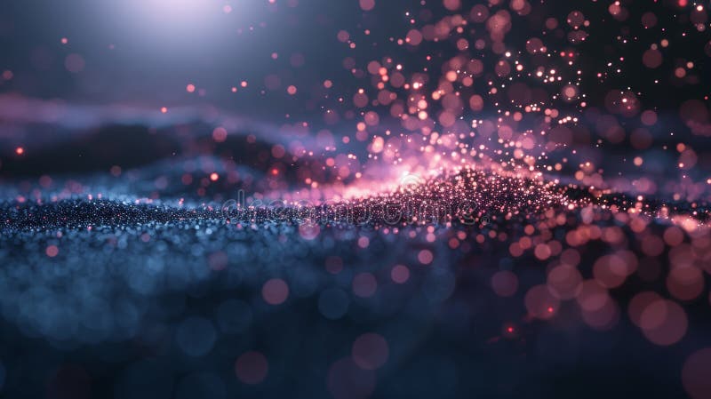 Abstract Digital Landscape with Sparkling Particles and Dynamic Light ...