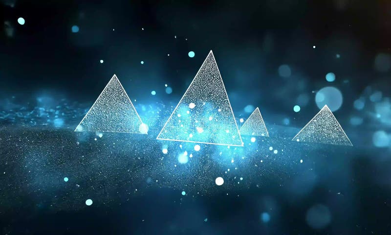 Abstract Digital Landscape with Triangular Shapes in a Cosmic Nebula ...