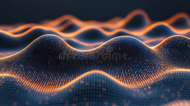 Abstract Digital Landscape with Undulating Peaks and Glowing Particles ...
