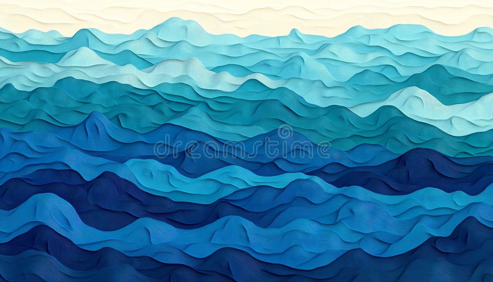 Abstract Digital Landscape, Vector Graphic of Wave-like Patterns in ...