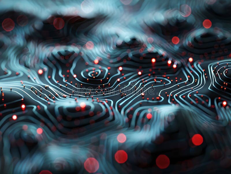 Abstract Digital Landscape with Vibrant Red Accents. Futuristic ...