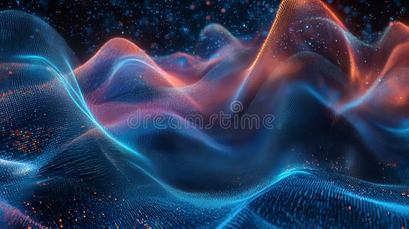 Abstract Digital Landscape with Vibrant Waves of Light Stock ...