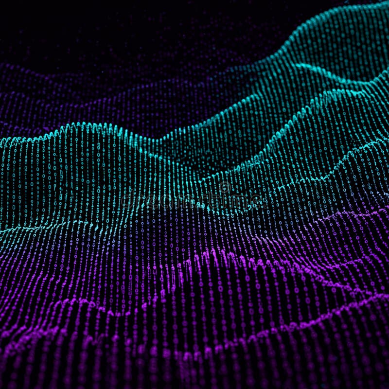 Abstract Digital Landscape with a Wave-like Formation Composed of Binary Code, Stock ...
