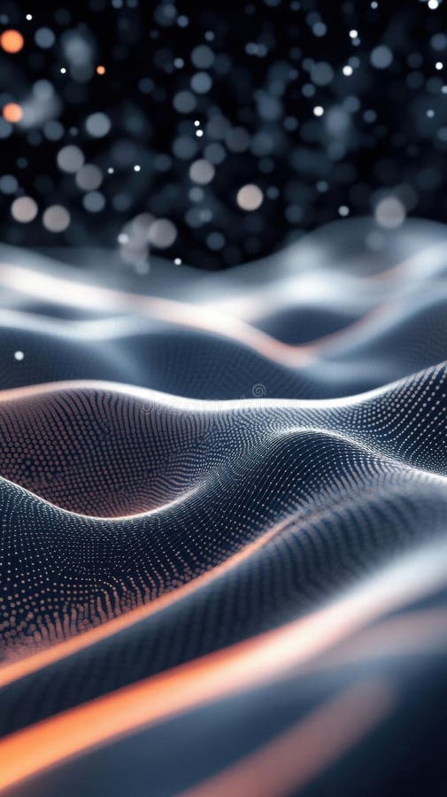 Abstract Digital Landscape, Wavy Grid with Glowing Lights Stock Image ...